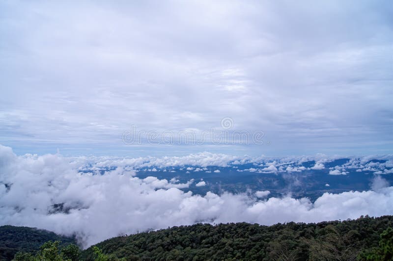 Green Mountain Scenery; Fog in the Mountains a. the Sky is Covered with ...