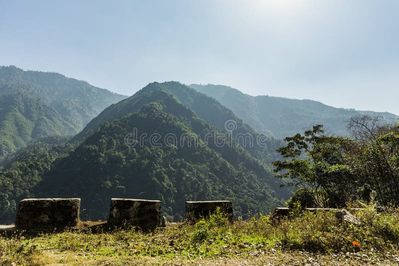Green Mountain with Shade of Sunlight from Sideway of the Road in ...