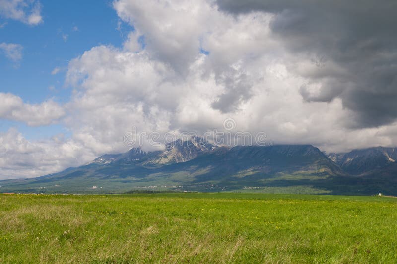 Green Mountain in the Spring with a Stormy Sky Stock Image - Image of ...