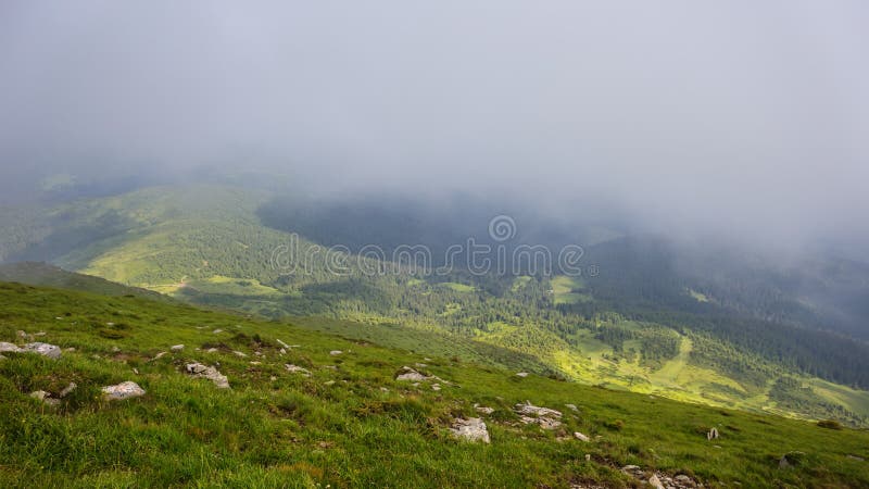 Green Mountain Valley in a Mist Stock Image - Image of scenery, outdoor ...