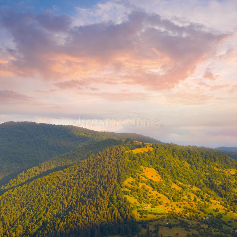 Mountain Valley Scene at the Sunset Stock Photo - Image of scenic ...