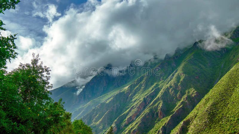 Green Mountains Reach for the Clouds in Peru Stock Image - Image of ...