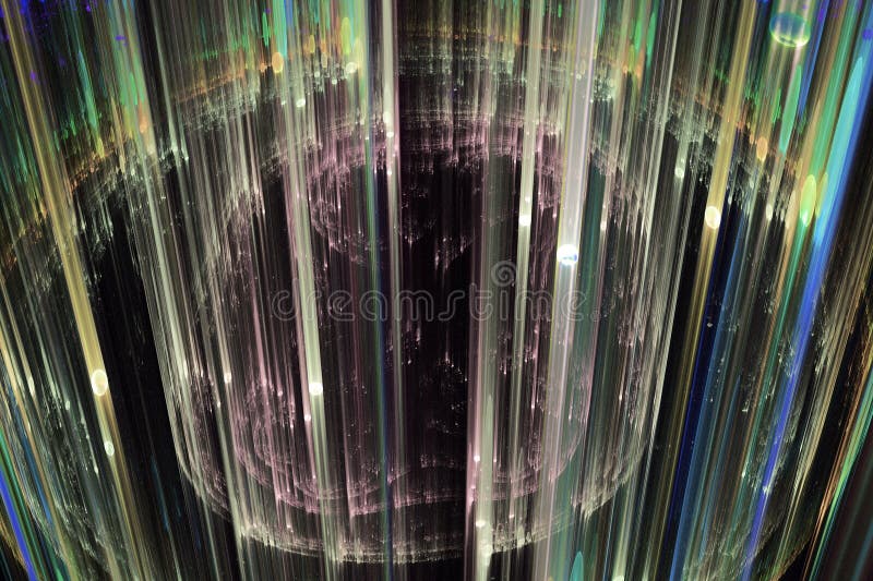 Green Multi-colored Pattern of Curved Vertical Rays on a Black ...