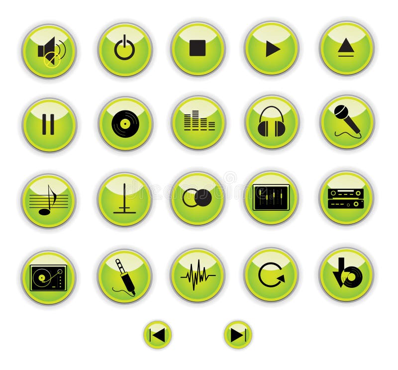 Green Music Control Buttons Stock Vector - Illustration of page ...