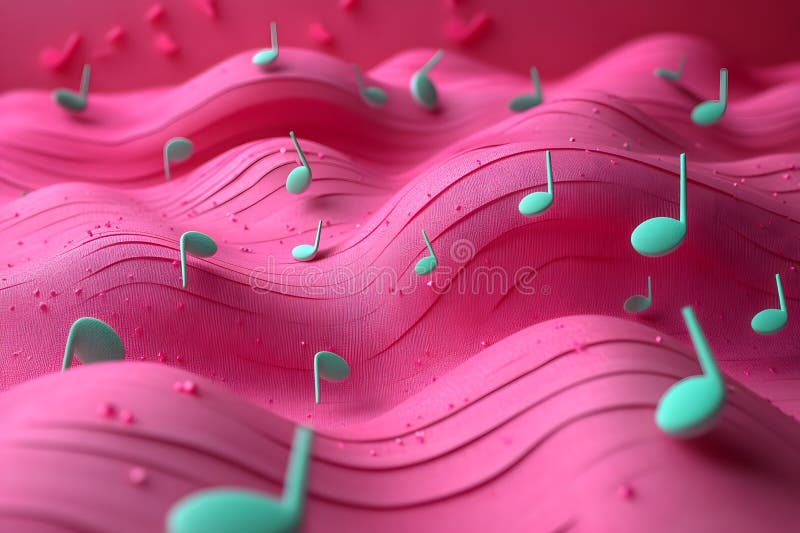 Vibrant Musical Notes on Abstract Pink Waves for Creative Design ...