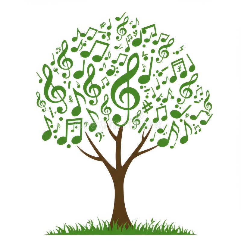 Green Musical Notes Tree Illustration Stock Illustration - Illustration ...