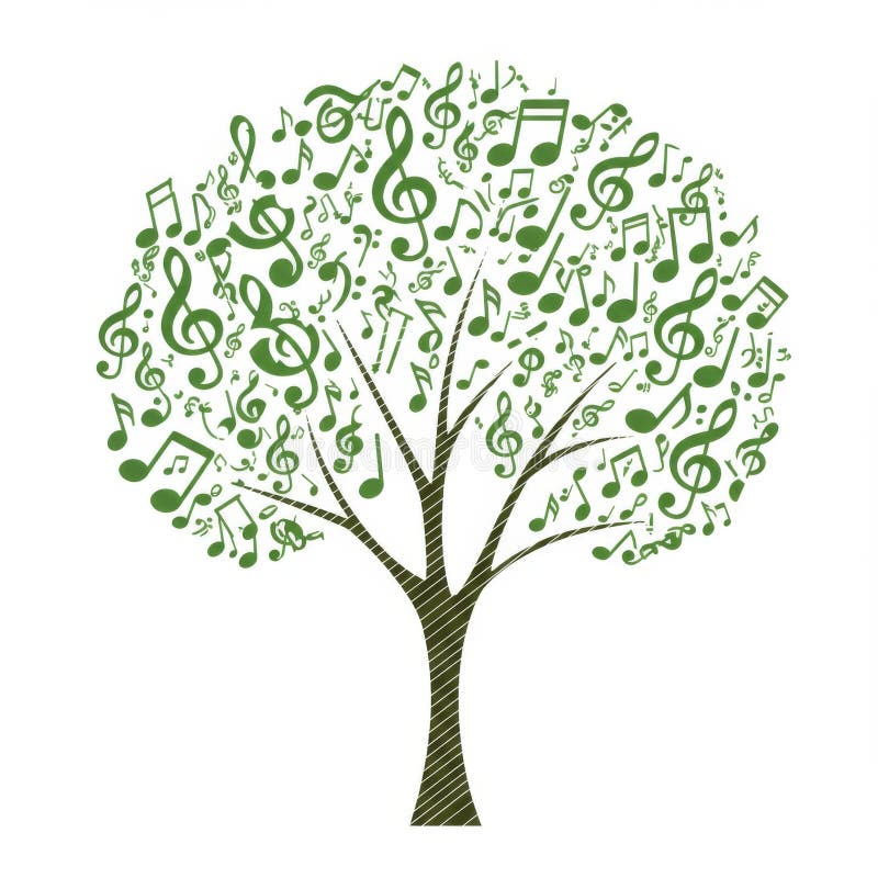 Green Musical Notes Tree Illustration Stock Illustration - Illustration ...