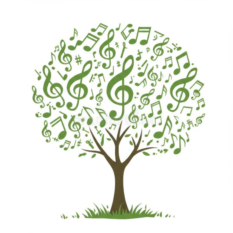 Green Musical Notes Tree Illustration Stock Illustration - Illustration ...