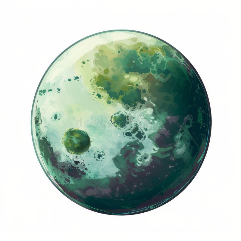Green Mysterious Planet Illustration on Isolated Background. Science ...