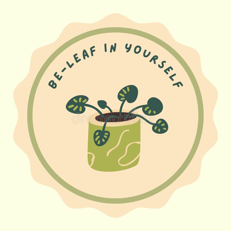 Green Natural Cute Plant Circle Sticker Stock Illustration ...