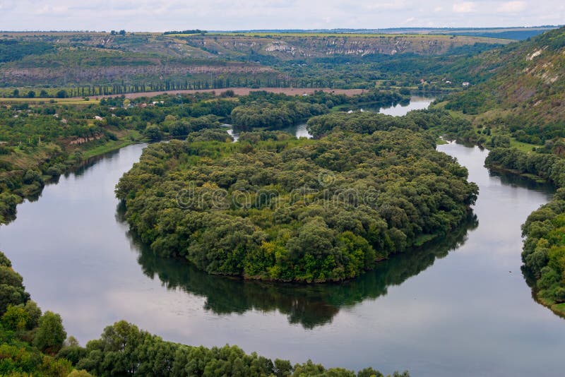 Green Natural Island of Trees in the Form of a Heart on the River ...