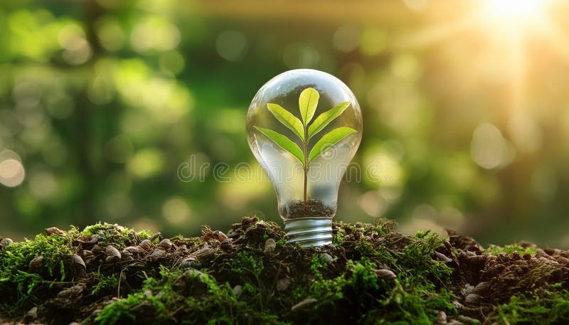 Green Nature with Bulb Picture Stock Illustration - Illustration of ...