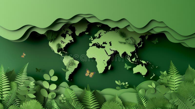 Green Nature Earth Environment Nature with Modern 3d Cutout Design ...