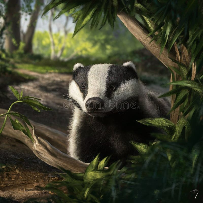 Cute forest badger stock illustration. Illustration of cute - 325066241