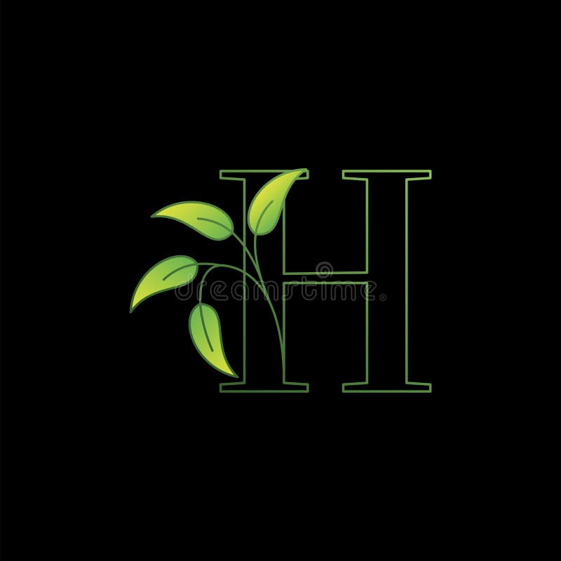Green Nature Leaf Letter H Initial Logo Icon Concept Monogram Leaves ...
