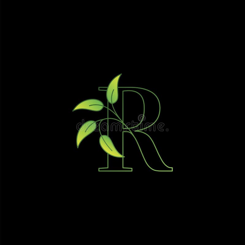 Green Nature Leaf Letter R Initial Logo Icon Concept Monogram Leaves ...