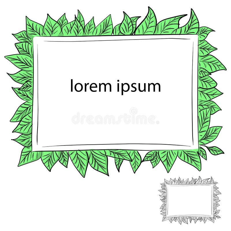 Green Nature Spring Leaves with Blank White Rectangular Frame Vector ...