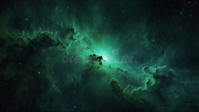 A Green Nebula in Interstellar Space Stock Illustration - Illustration ...