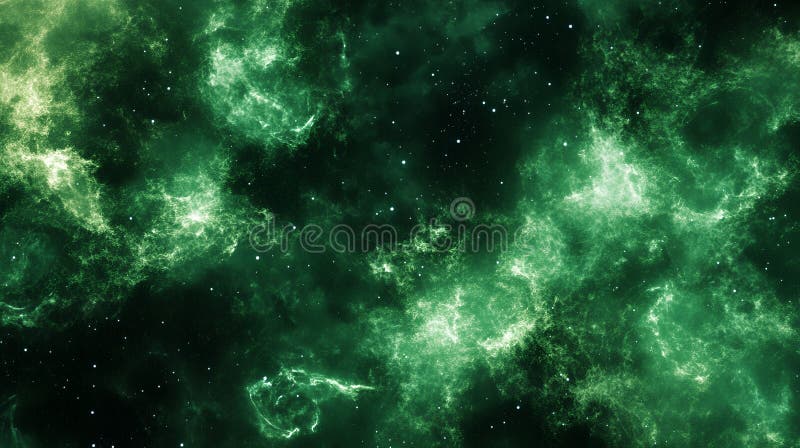 Green Nebula with Stars stock illustration. Illustration of cosmic ...