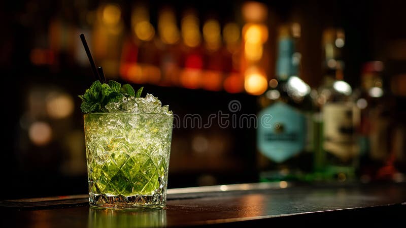 Green Negroni Cocktail Drink with Gin Aperitif Stock Photo - Image of ...