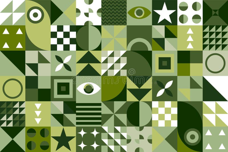 Green Neo Geo Pattern. Abstract Geometric Background. Vector ...