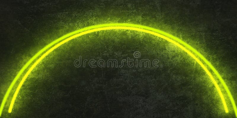 Green Neon Arc on Black Concrete Wall Stock Illustration - Illustration ...