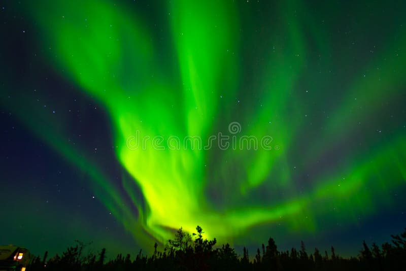 Green Neon Aurora Borealis in the Sky Stock Photo - Image of pattern ...