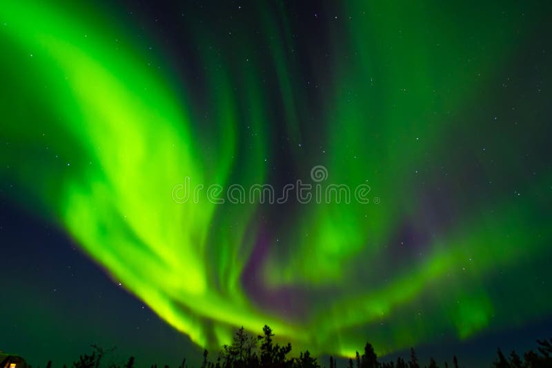 Green Neon Aurora Borealis in the Sky Stock Image - Image of blue, blur ...