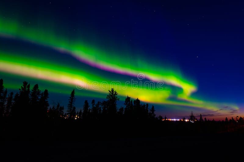 Green Neon Aurora Borealis in the Sky Stock Image - Image of night ...