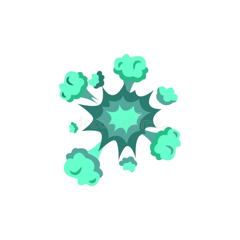 Green Neon Boom Effect of Exploding Bomb Cartoon Vector Illustration ...