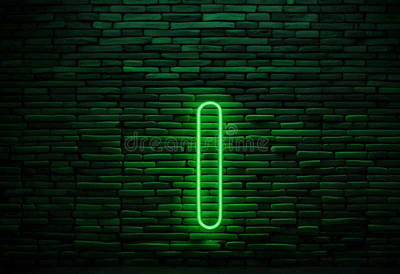 Green Neon Bulbs on Black Brick Wall Stock Illustration - Illustration ...