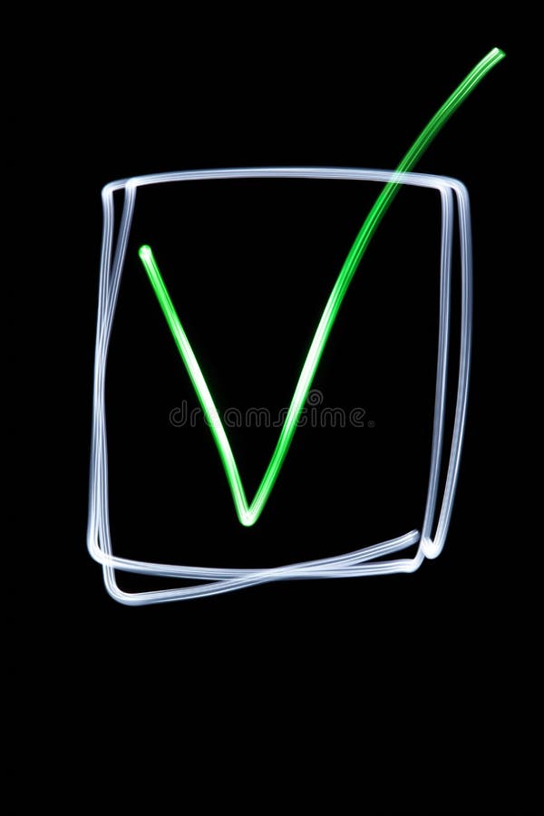 Green neon checkbox stock photo. Image of phosphorescence - 61499494