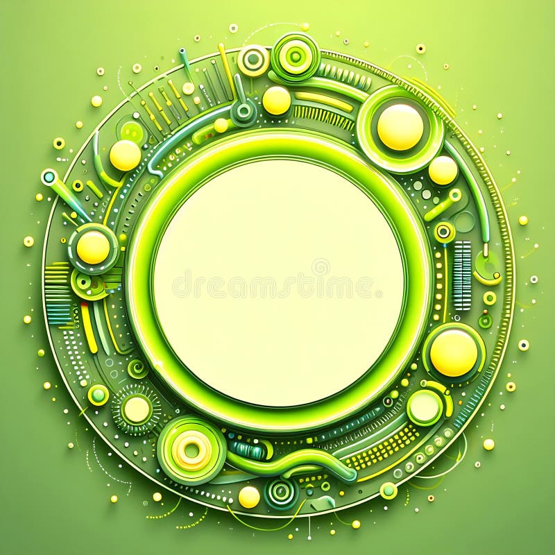A Green Neon Circle with Many Small Circles Inside it Stock ...