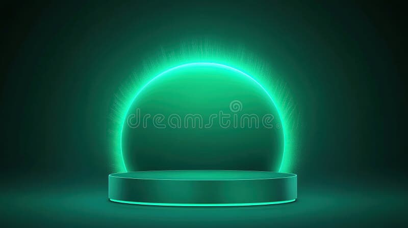 Futuristic Neon Green Circle Platform Product Display Stock Photos ...