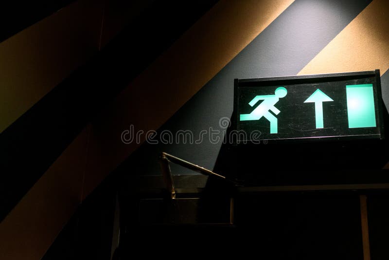 A Neon Emergency Marshalling Area Sign with Arrows Stock Image - Image ...