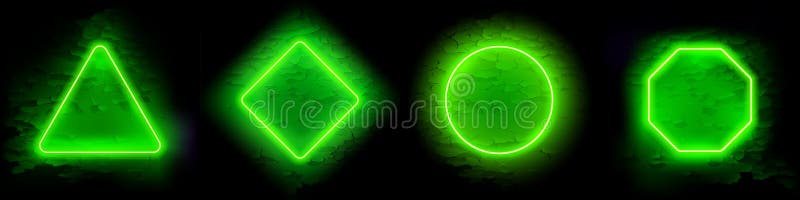 Green Neon Frames Set on Grunge Background Stock Vector - Illustration ...