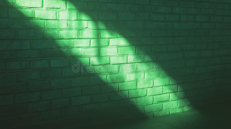 Green Neon Glow on Grey Brick Wall Texture for Interior Design and ...