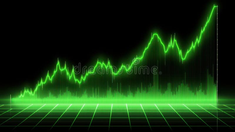 Green Neon Graph on Dark Background, Visualizing Growth and Trend ...