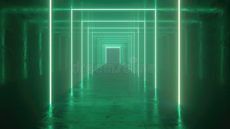 Green Neon Hallway stock image. Image of neon, architecture - 382828945