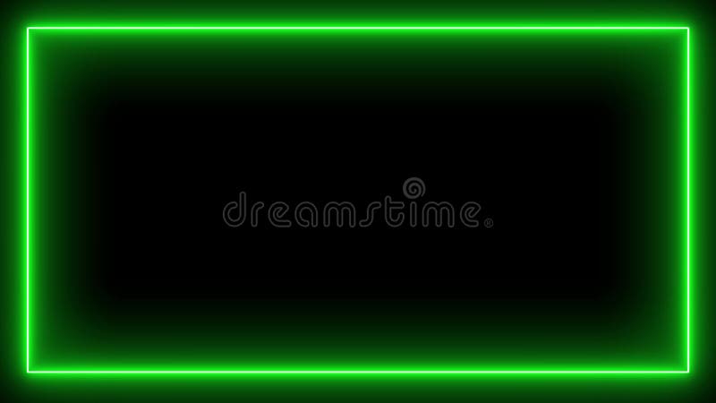 Green Neon Light Frame Light Up. Fluorescent Lamp Frame Stock Video ...