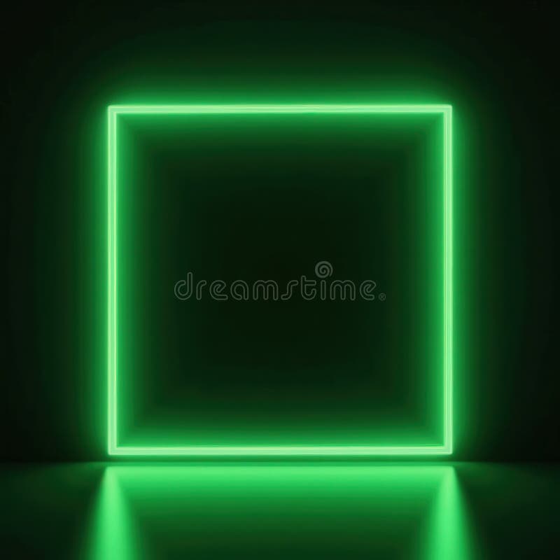 Green Neon Light Frame with Reflection. Stock Illustration ...