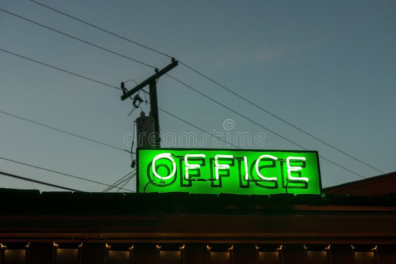 Neon Office Sign stock photo. Image of tubes, glowing - 24514554
