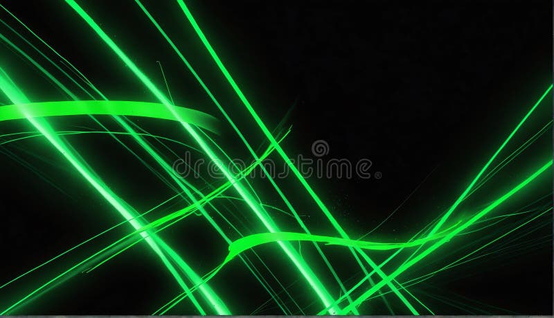 Green Neon Rays Zoom Motion Effect on Plain Black Ai Generated Stock ...