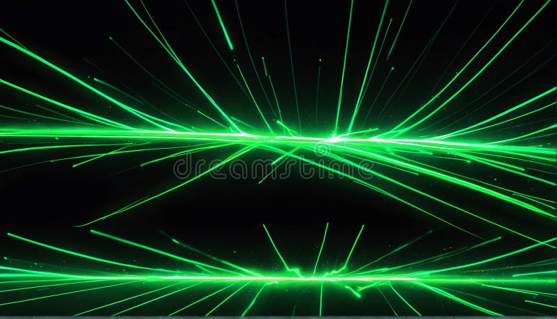 Green Neon Rays Zoom Motion Effect on Plain Black Ai Generated Stock ...