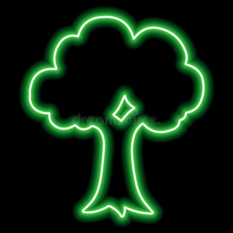 Green Neon Leaf Outline from a Tree Isolated on White Stock Vector ...