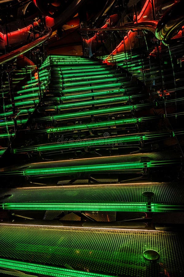 Green Neon Steps stock image. Image of dark, stairway - 249759355
