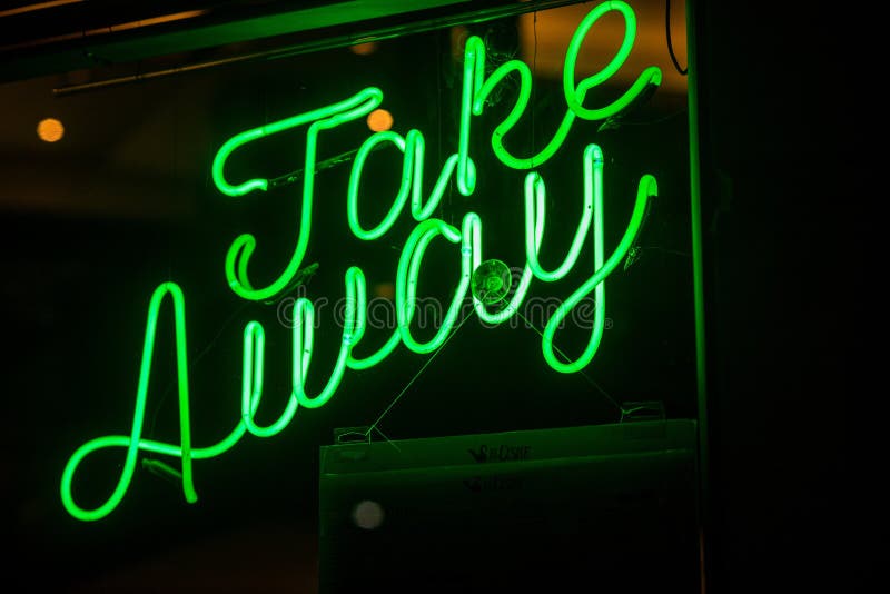 Neon Take Out sign stock image. Image of neon, vibrant - 11032649