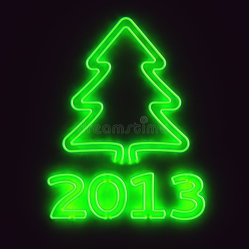 Green neon tree 2013 stock illustration. Illustration of graphic - 26710028