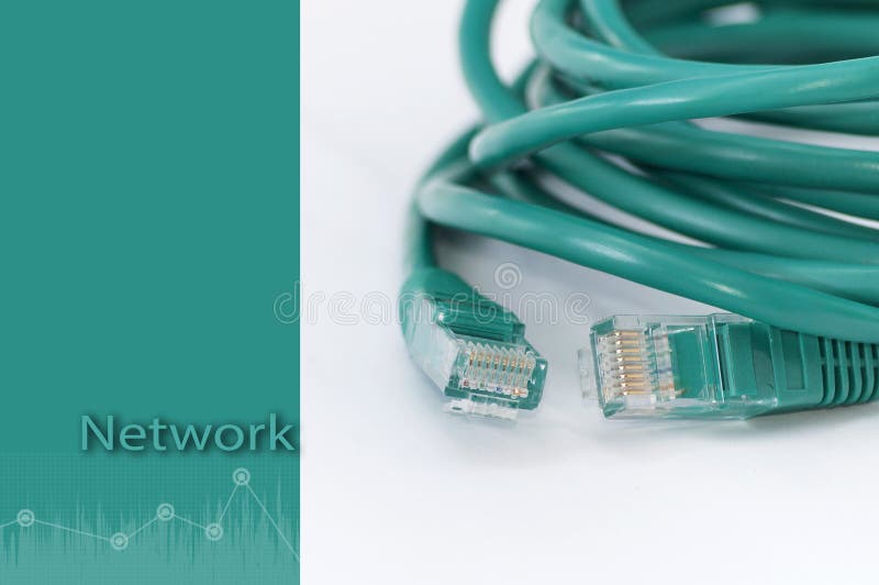 Green Network Cable on White Background Witch Green Stock Image - Image ...