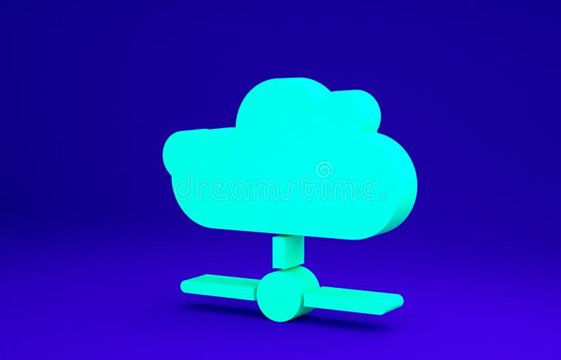 Green Network Cloud Connection Icon Isolated on Blue Background. Social ...